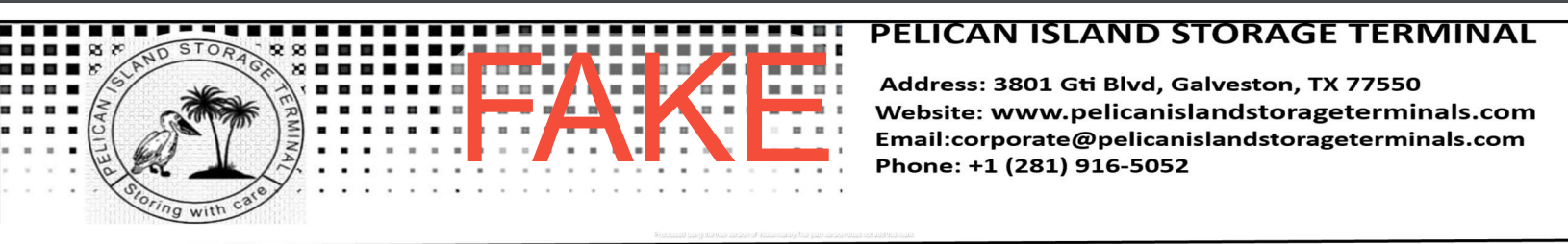 Fraud Alert – Pelican Island Storage Terminal